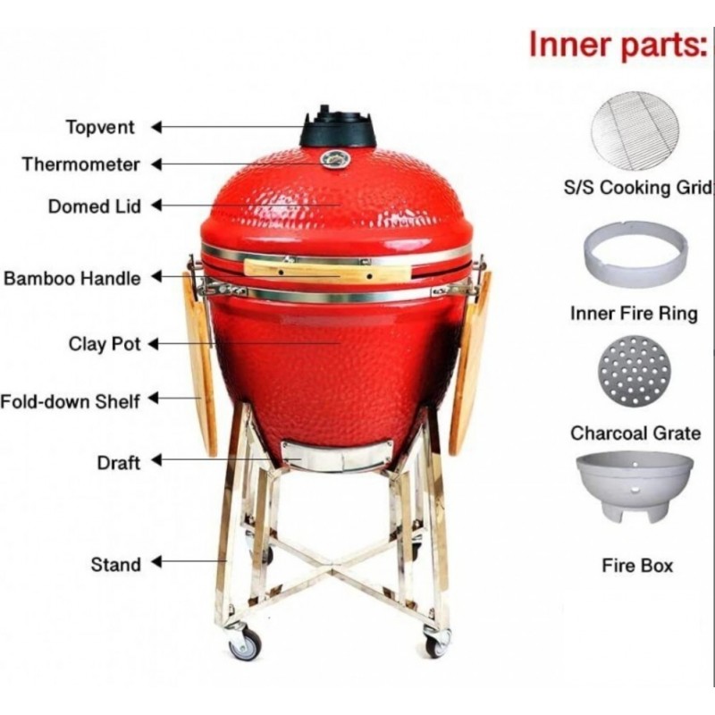 Gratar Ceramic Kamado 60 cm Negru